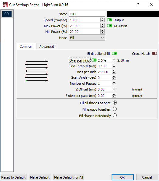 Режимы гравировки в LightBurn: настройка станка — Gistroy