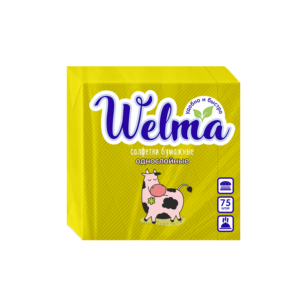 WELMA Салфетки бумажные однослойные — 75 штук - Welma