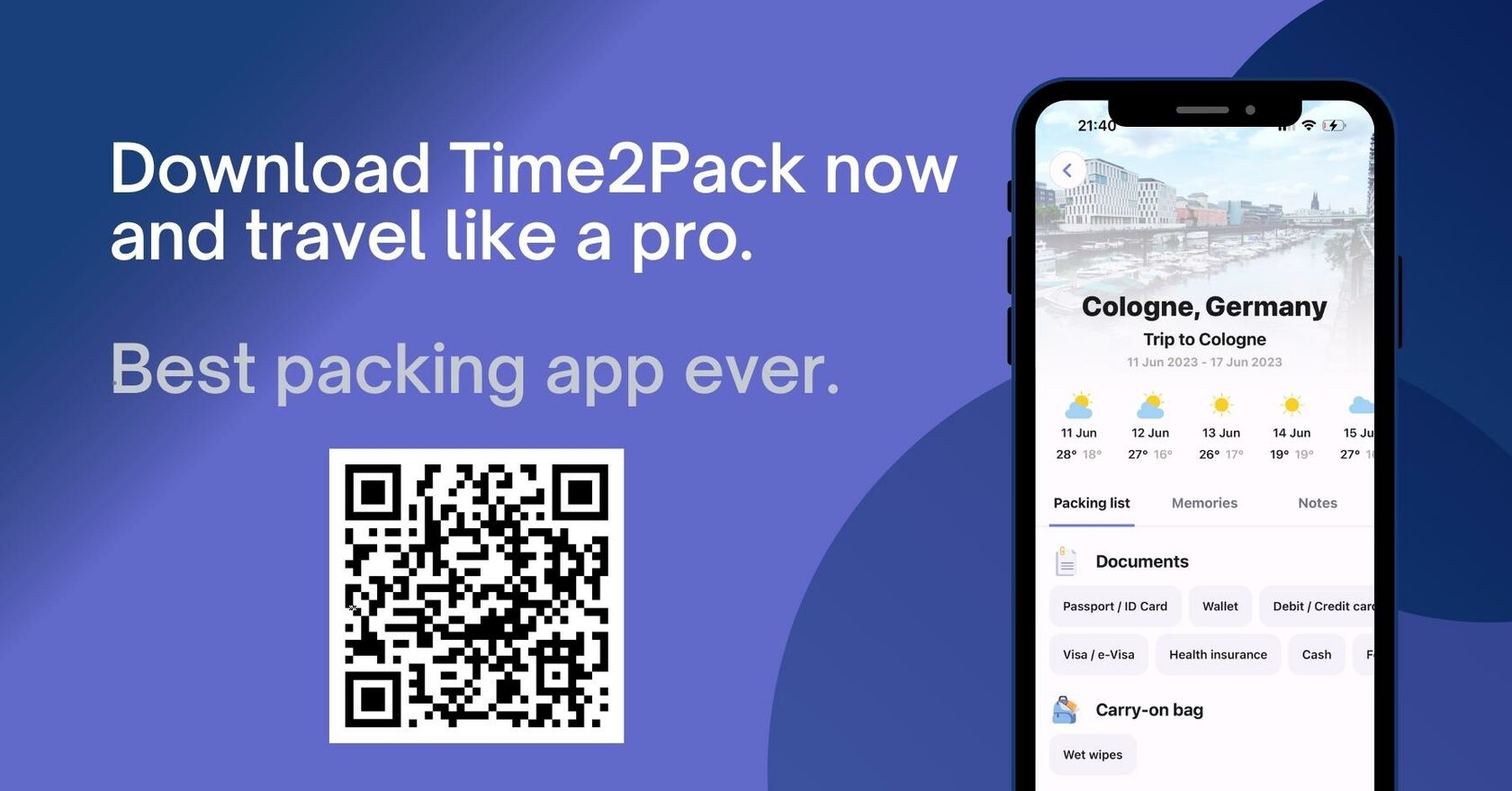 Time2Pack | Best travel packing app