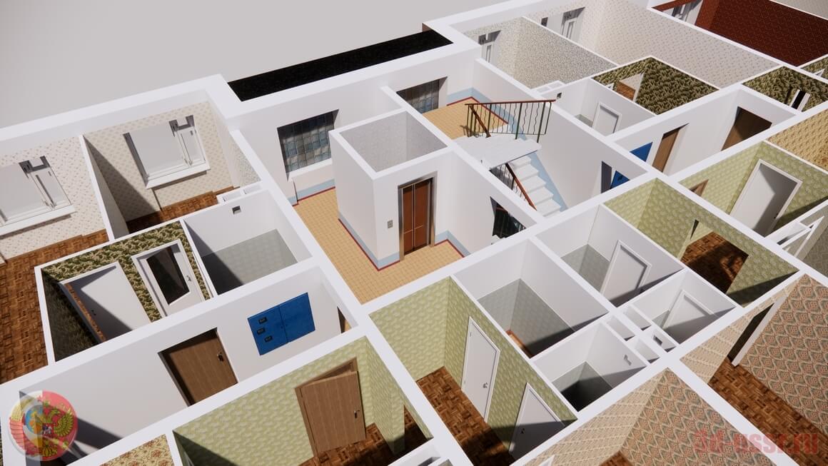 9-ти этажный блочный дом 113-81-9 3d-модель