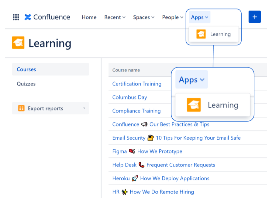 izi LMS - Courses in Confluence