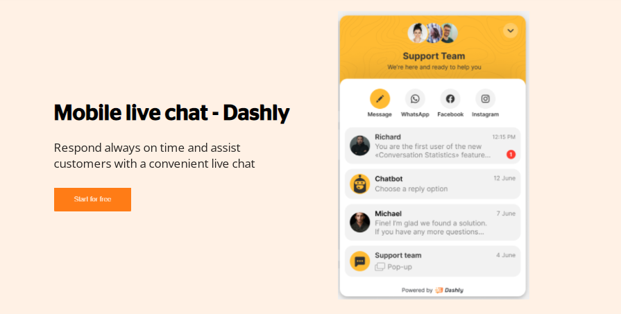 Mobile live chat — Dashly