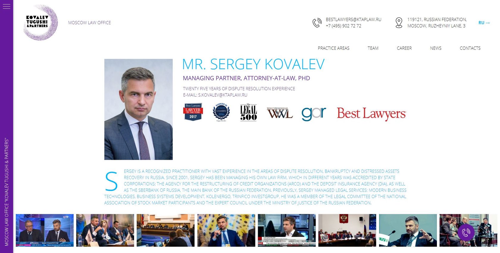 MR. SERGEY KOVALEV MANAGING PARTNER