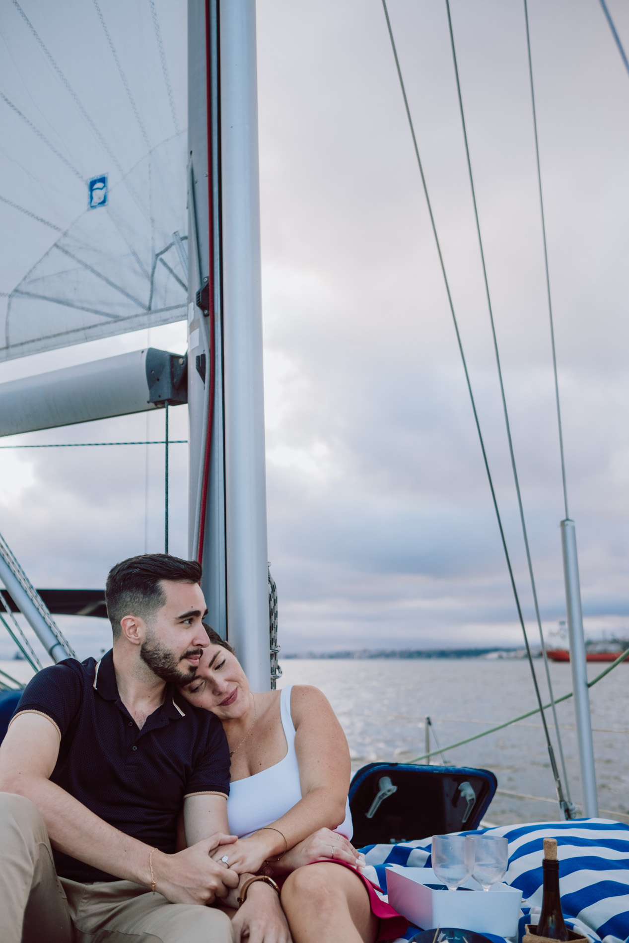 Surprise Proposal Photoshoot On A Sailing Boat In Lisbon
