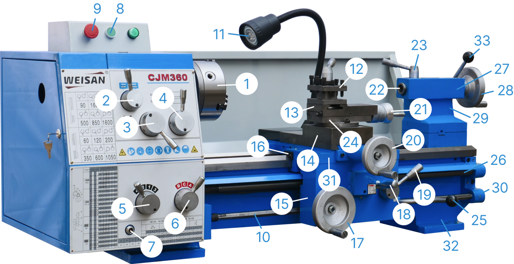 Токарный станок WEISAN CJM360 по металлу купить по низкой цене РМЦ 750