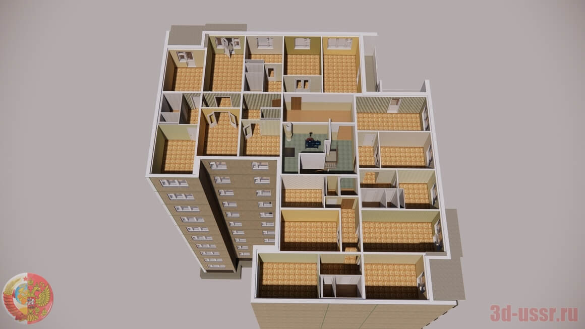 3d-модель дома серии 121-018 на 9 и 10 этажей угловая блок-секция