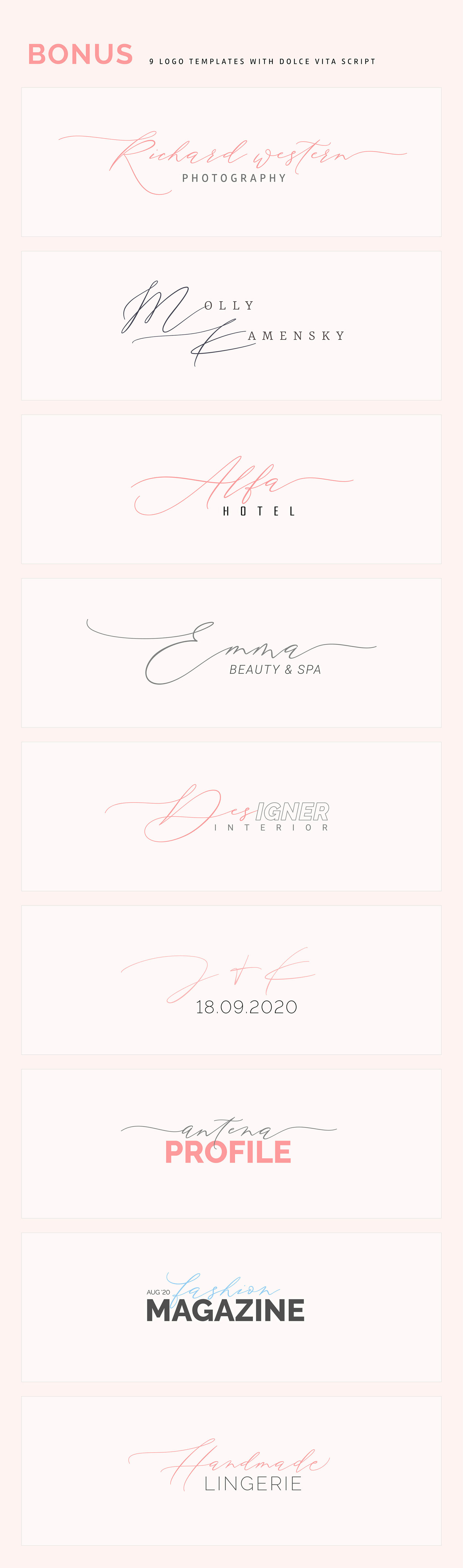 Dolce Vita Font | Script Fonts - Blessed Print