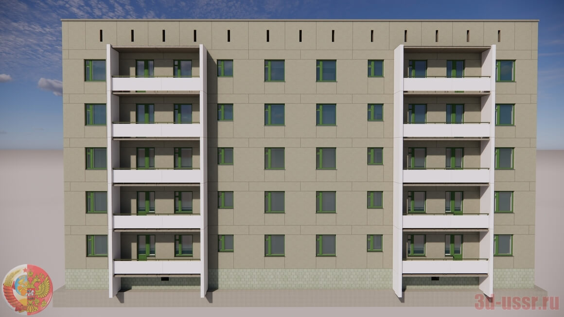 Блочный дом 81 серии проекта 113-81-5 3d-модель