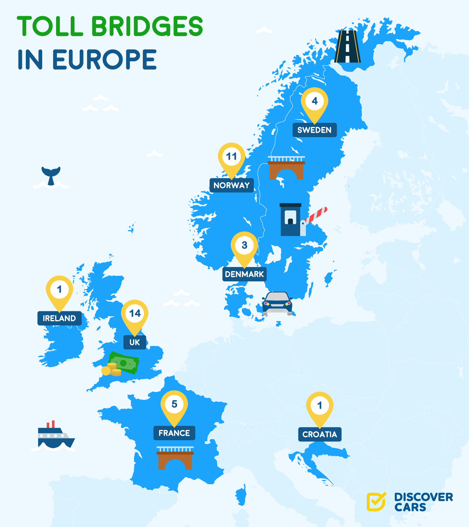 Map Of European Toll Roads Bridges And Tunnels DiscoverCars