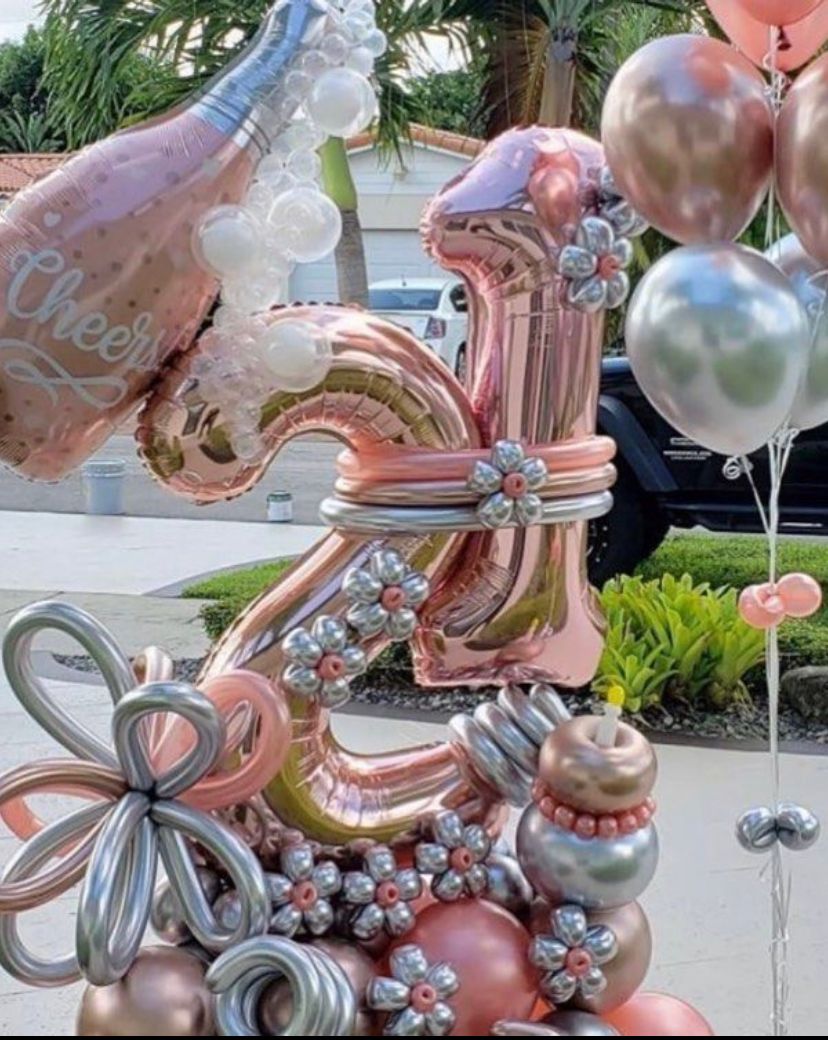 Bouquet de Globos rosa oro