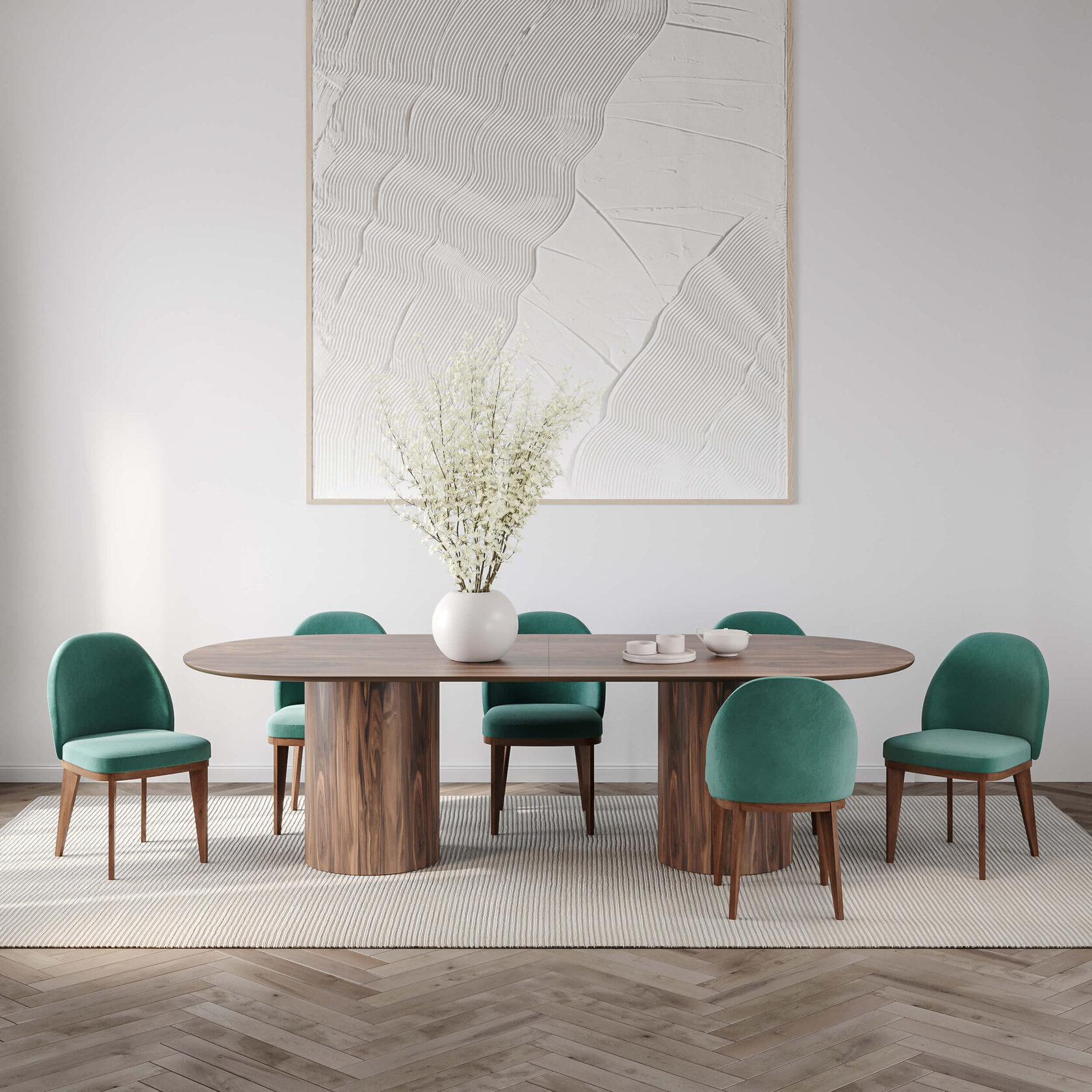 Большой овальный обеденный стол Eco Large из шпона ореха - NAPILILI