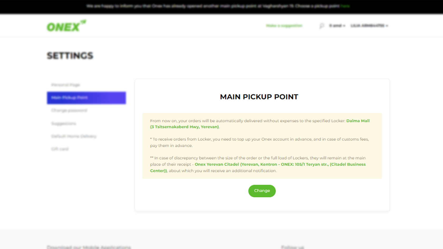 How to choose the main pickup point