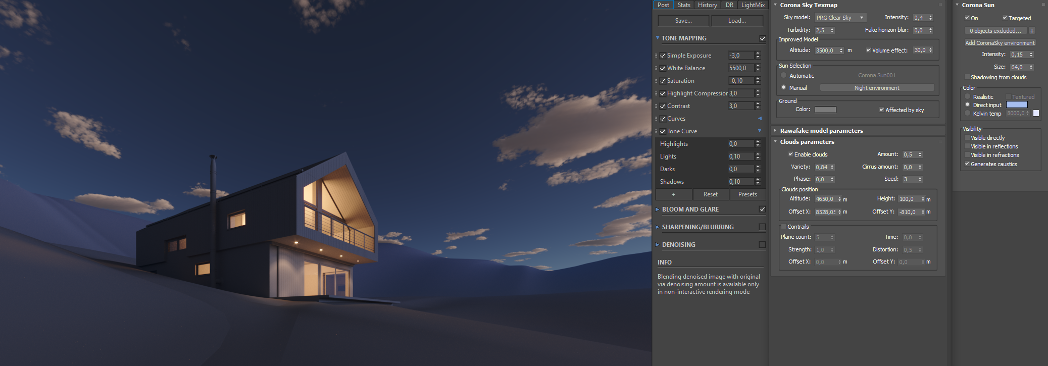 Настройка освещения и неба в экстерьере. Процедурные карты неба| Corona Render 9 + 3Ds Max