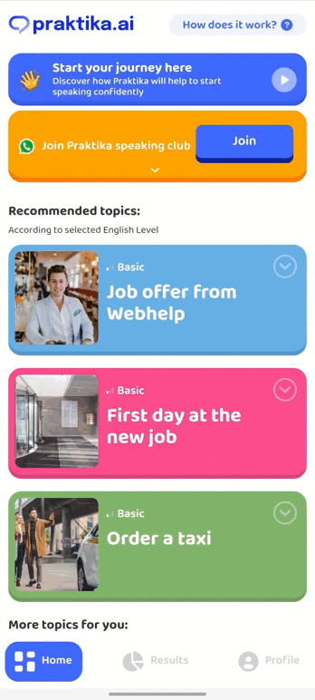 Praktika - Practice English in the virtual native reality with AI robots
