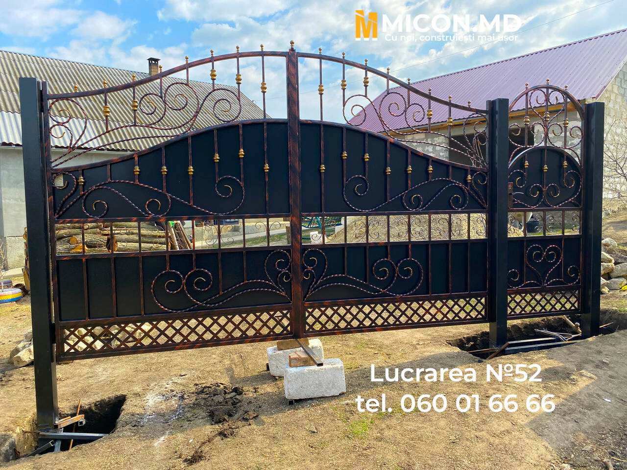 №52 Poartă și portiță din fier forjat montată în s.Inești, r.Telenești ...