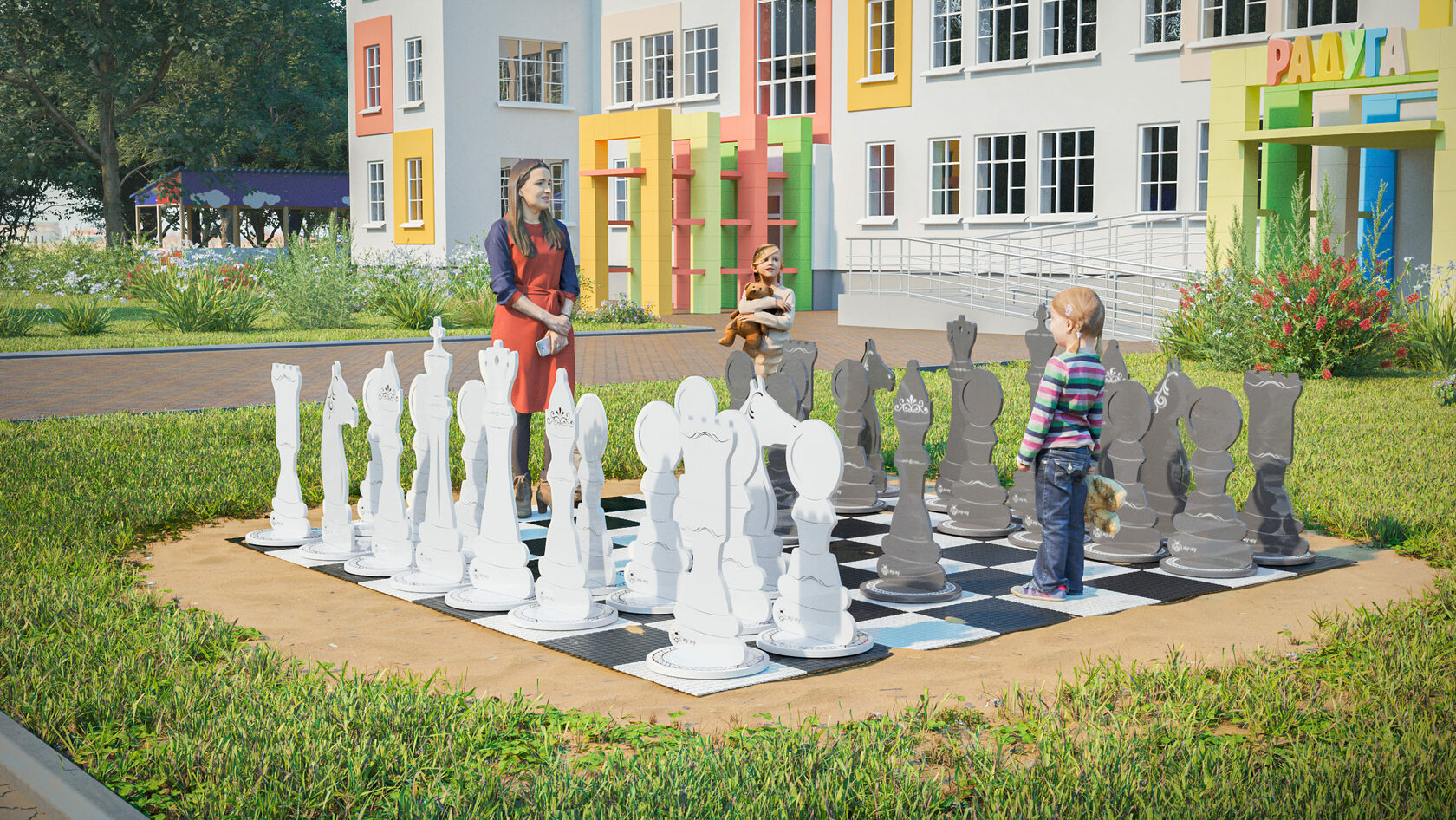 Напольные игровые шахматы для ДОУ и школ