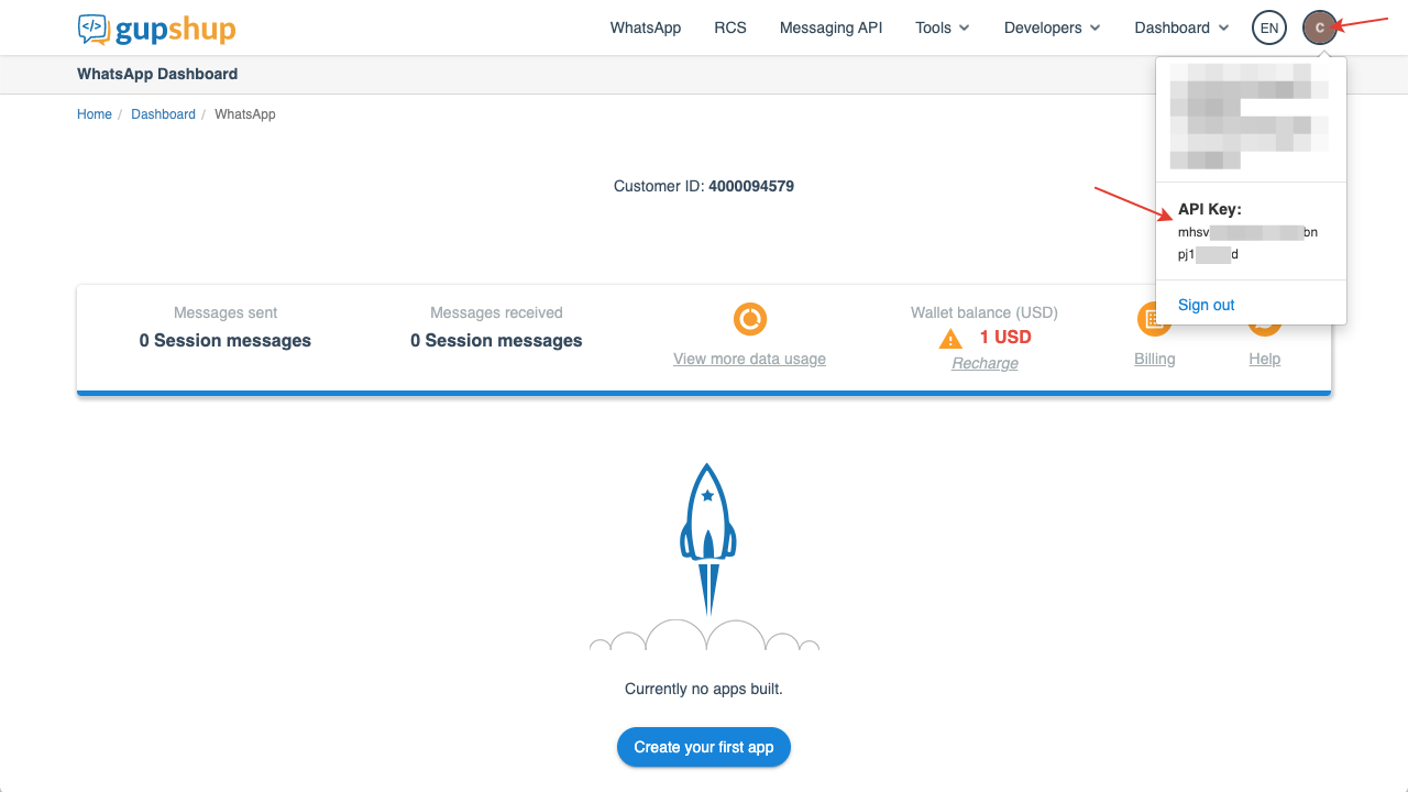 How to get Gupshup API Key