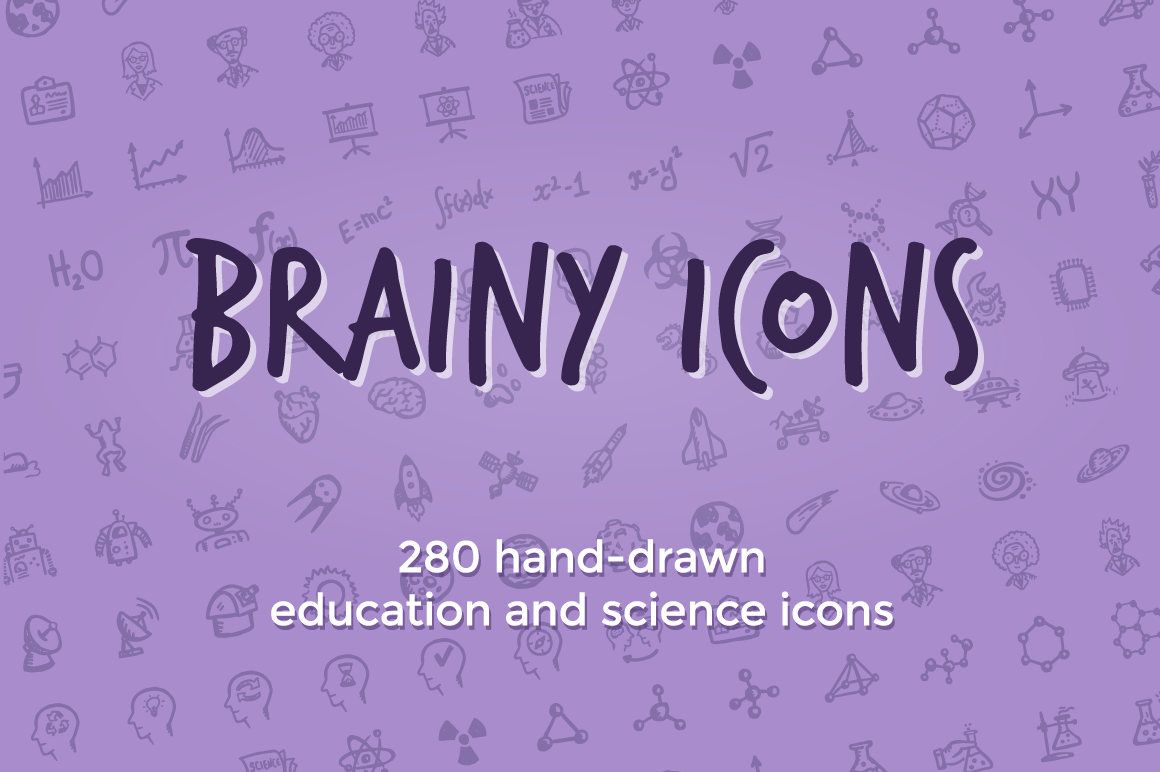 Brainy Icons – 280 hand-drawn science and education icons