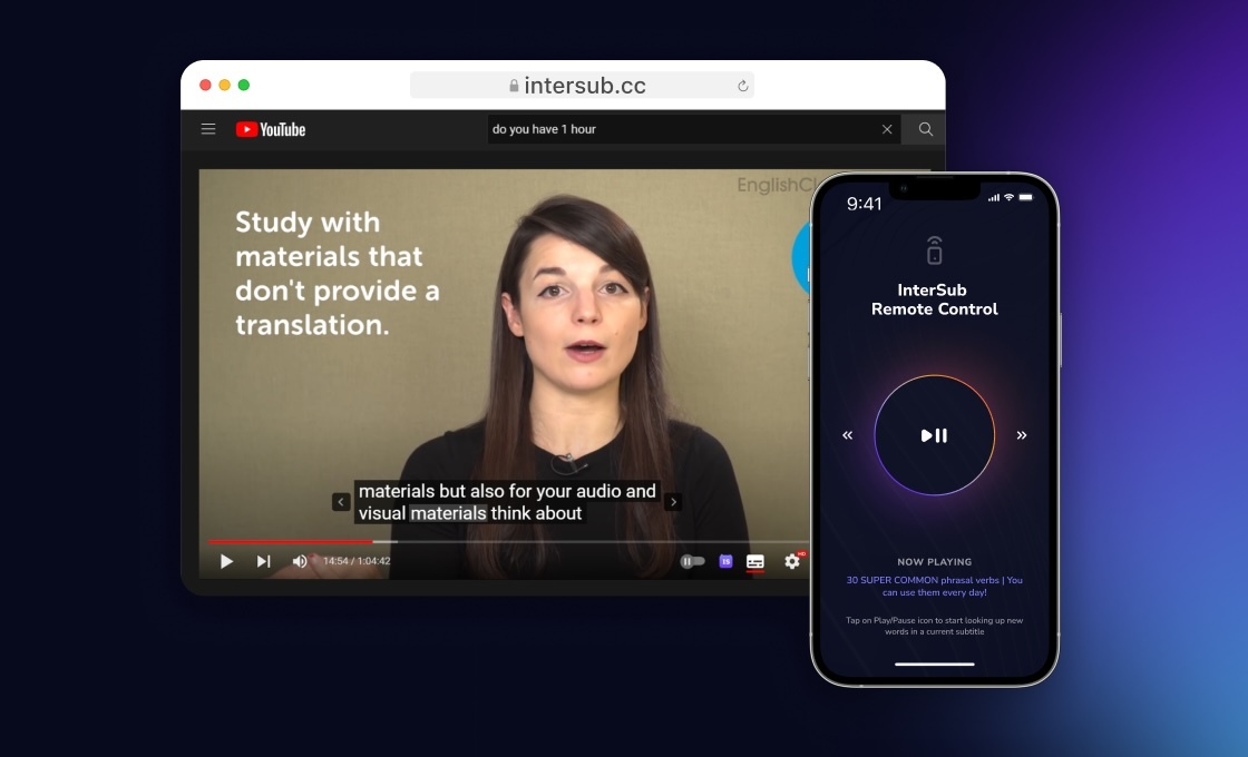 Interactive Dual Subtitles for Effortless Language Learning - InterSub