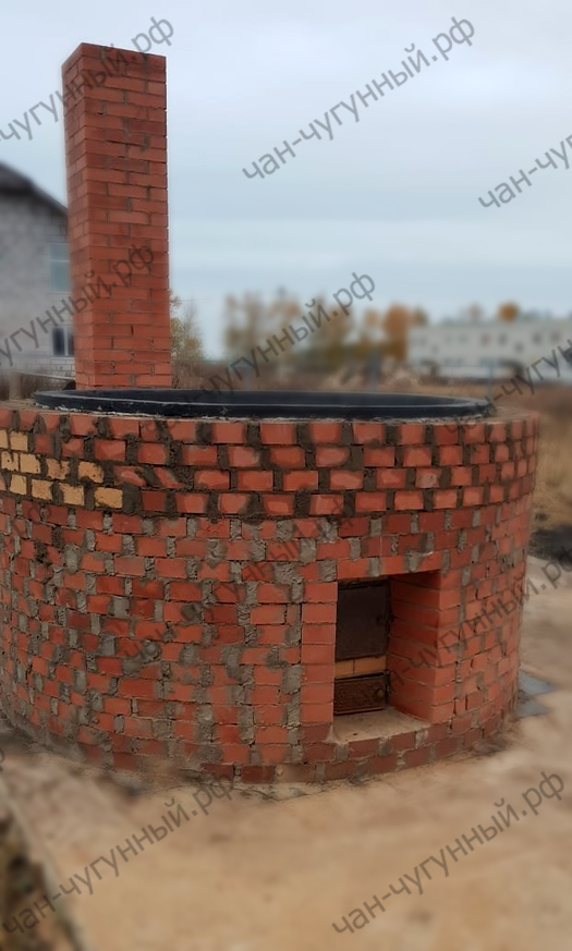 Банный чугунный чан для купания на дровах