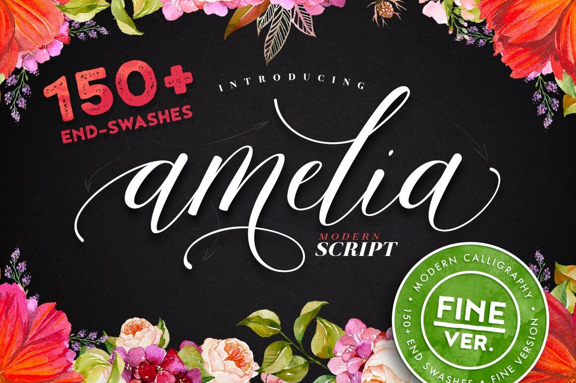Amelia Font | Script Fonts - Blessed Print
