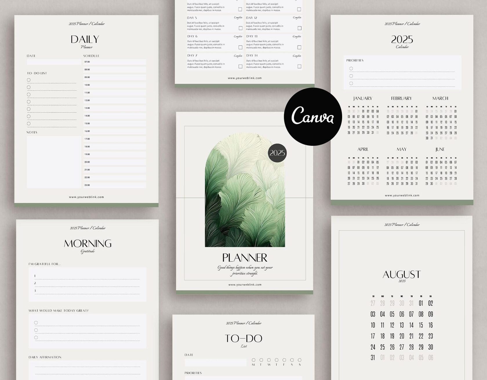 2025 Canva Planner Template & 2025 Monthly Calendar kit