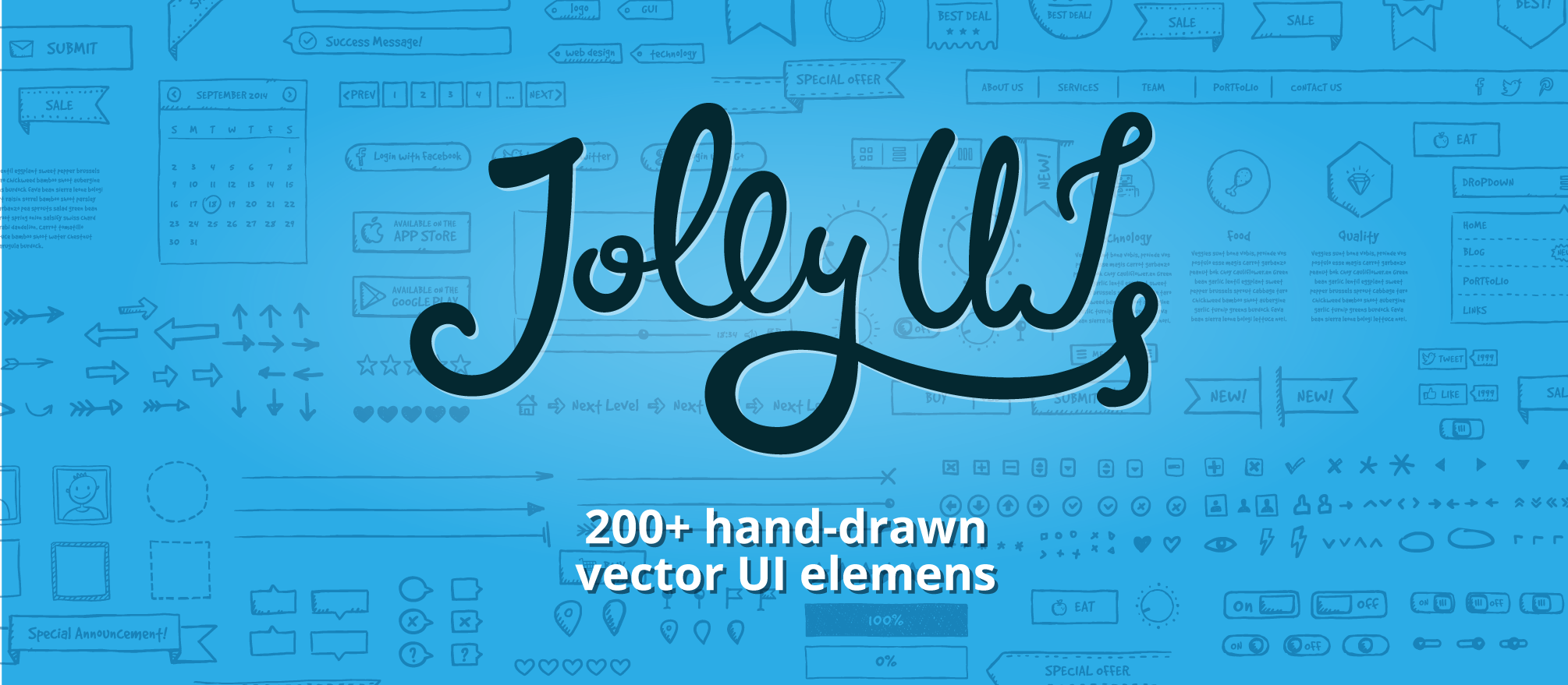 Jolly UI — vector hand-drawn UI kit by Hand-Drawn Goods.