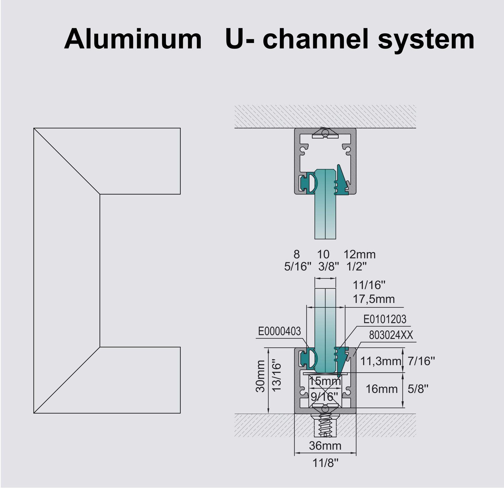 U-channel aluminum glass system