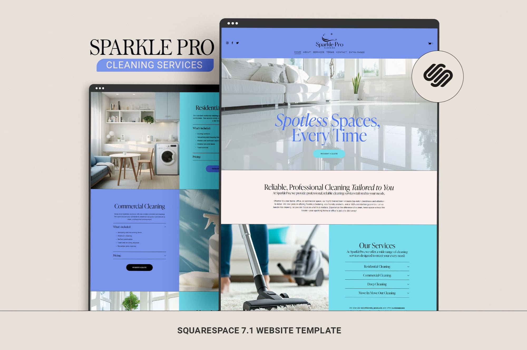 Sparkle Pro – Squarespace Template for Cleaning Services