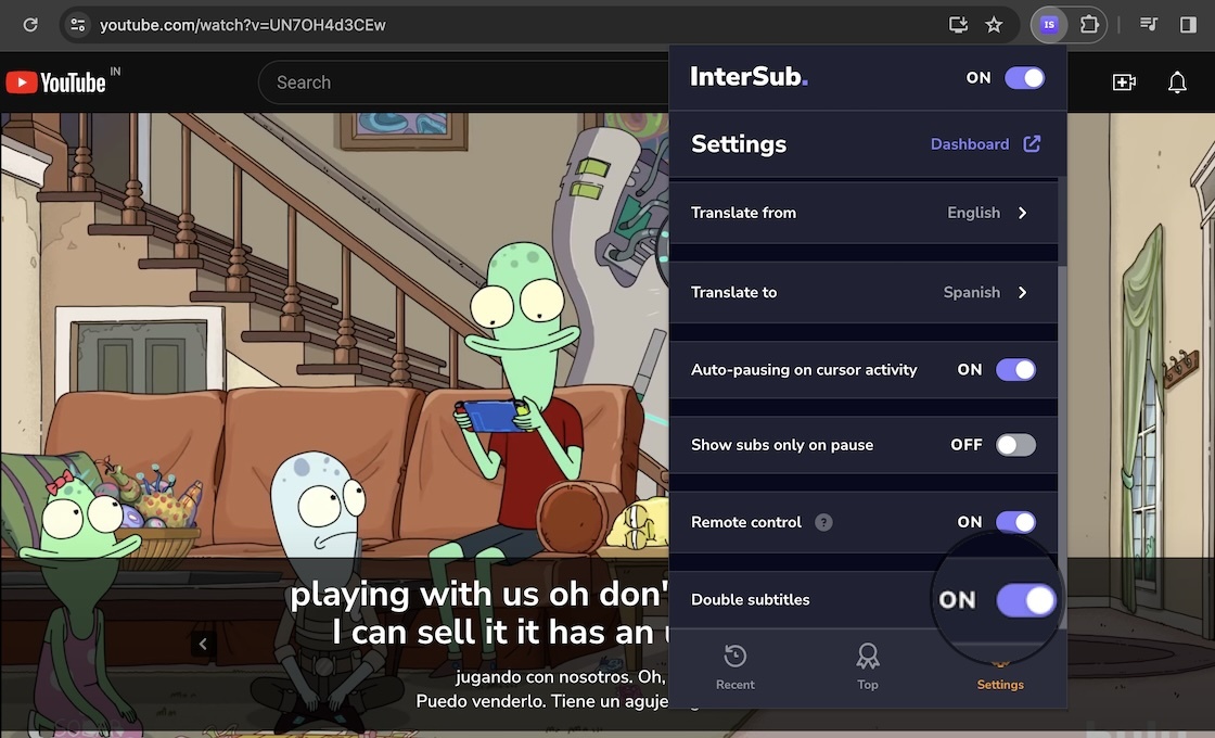InterSub - learn English, Spanish etc. with interactive dual subtitles ...