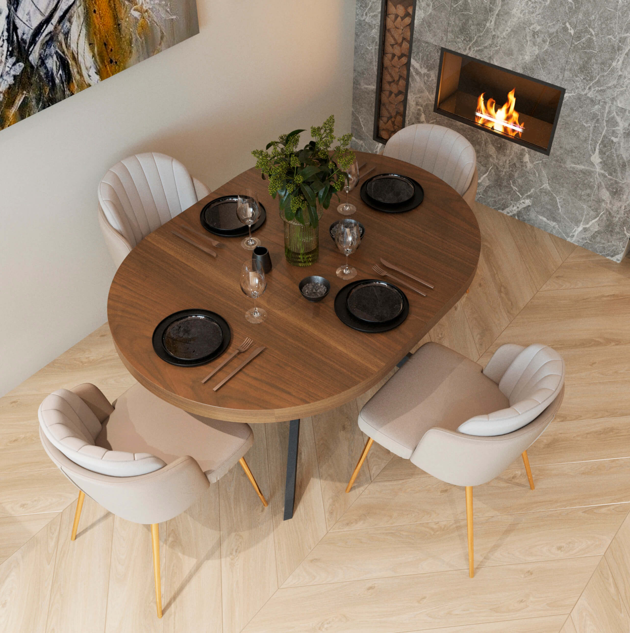 Овальный обеденный стол Folkman из натурального ореха - NAPILILI