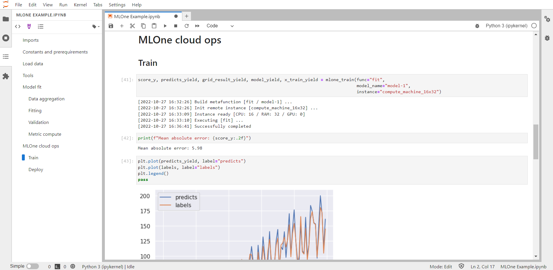MLOne - develop, train and deploy ML-model in single notebook
