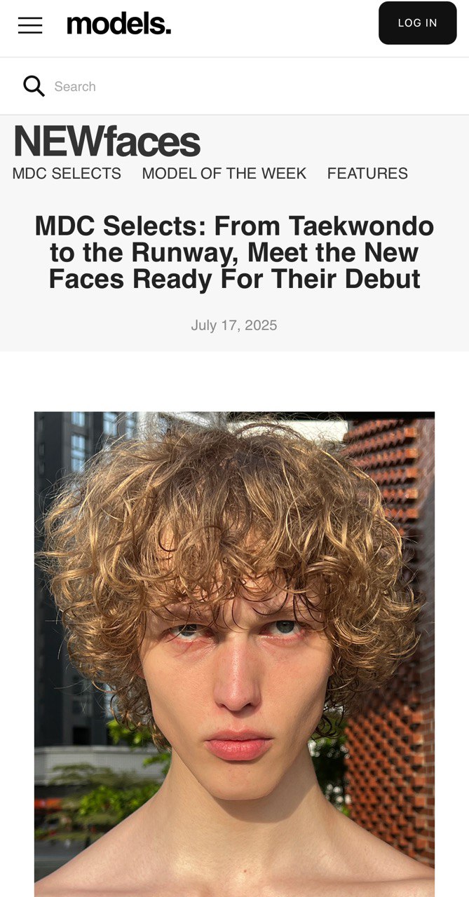 Alex got featured by Models.com New Faces Selection