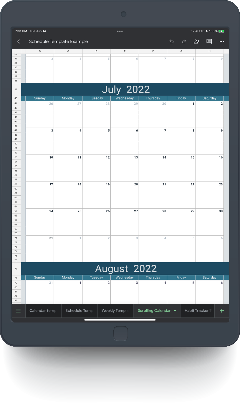 Google Sheets Schedule Templates for Free | otherworldly.design