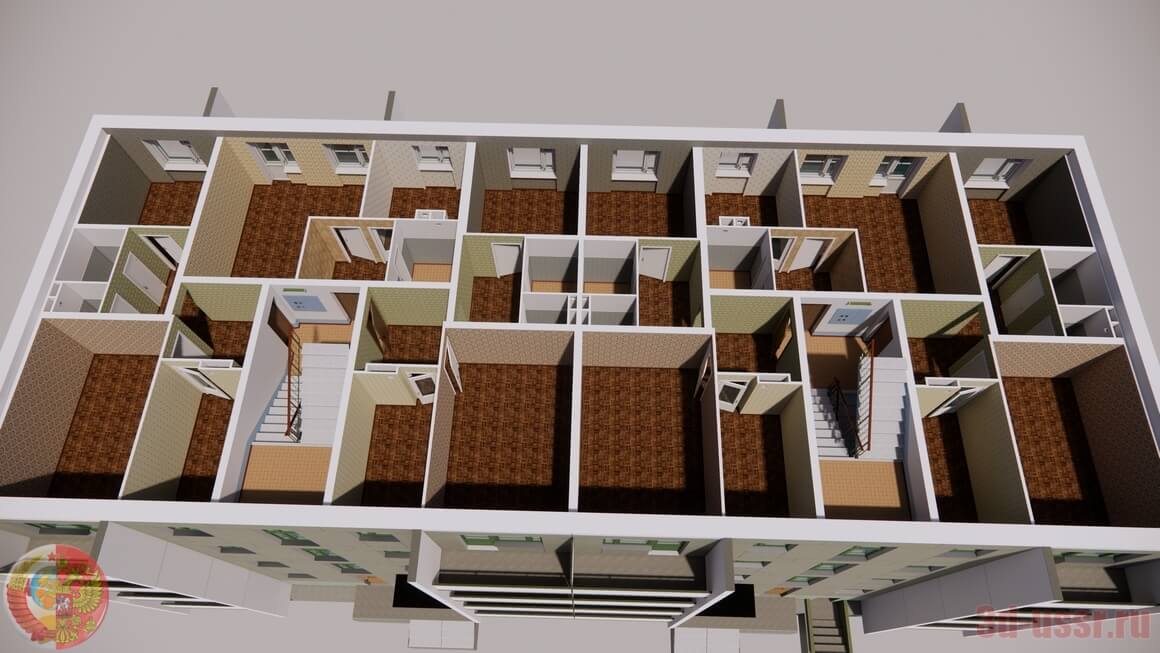 Блочный дом 81 серии проекта 113-81-5 3d-модель