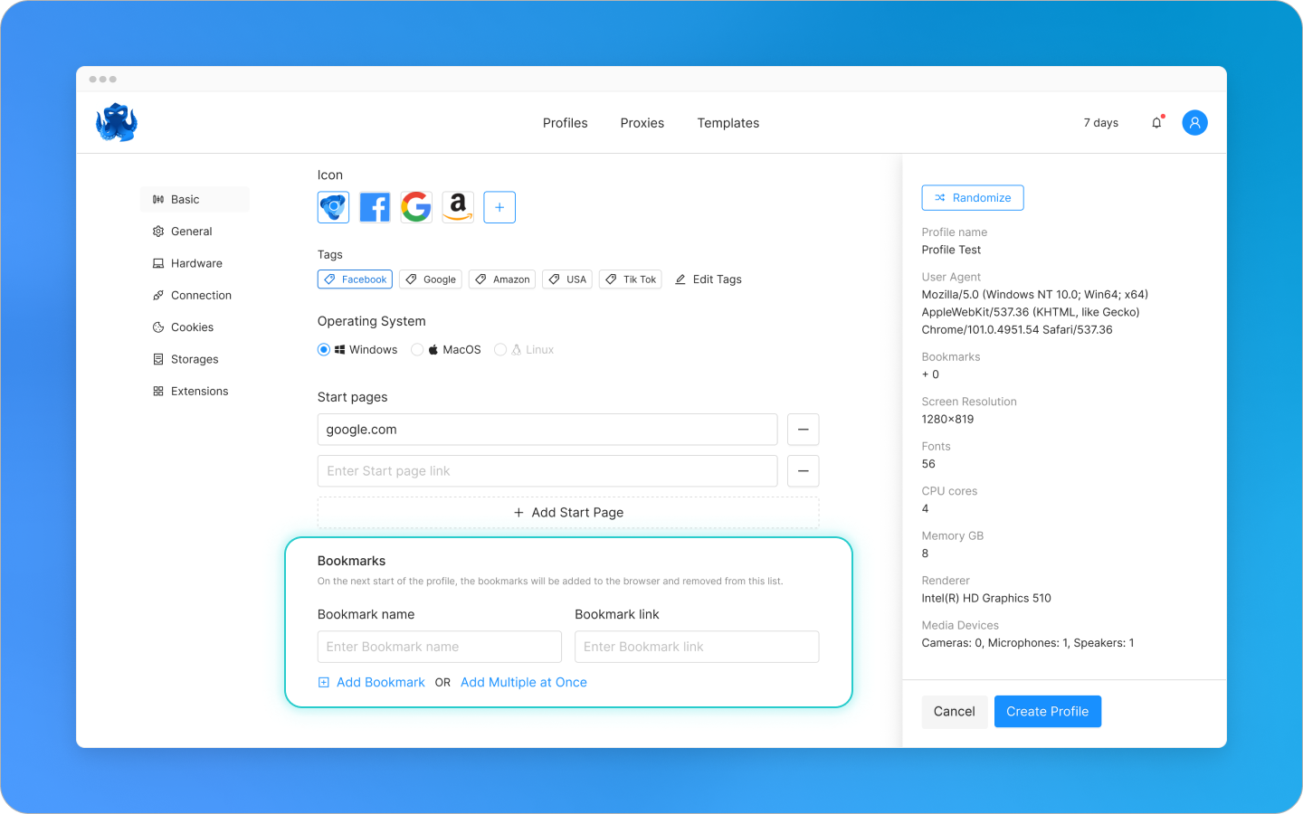 Octo Browser 1.8: dark theme, bookmarks import, automatic subscription activation, User Agent ...