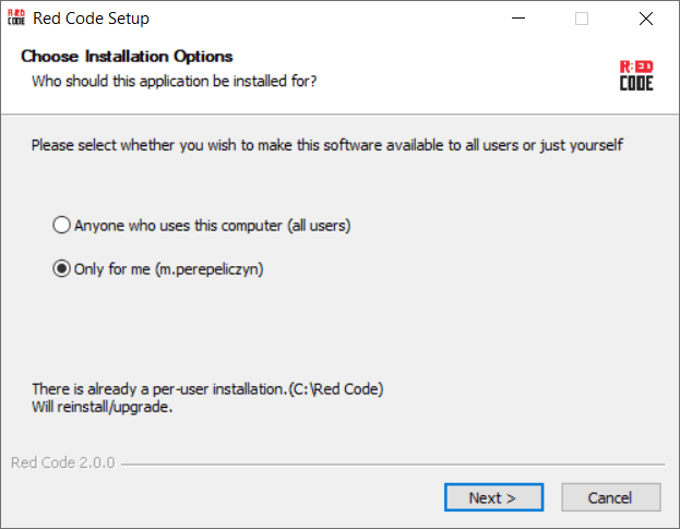 Software Installation Instructions | R:ED PRO+, R:ED X v2.0.0