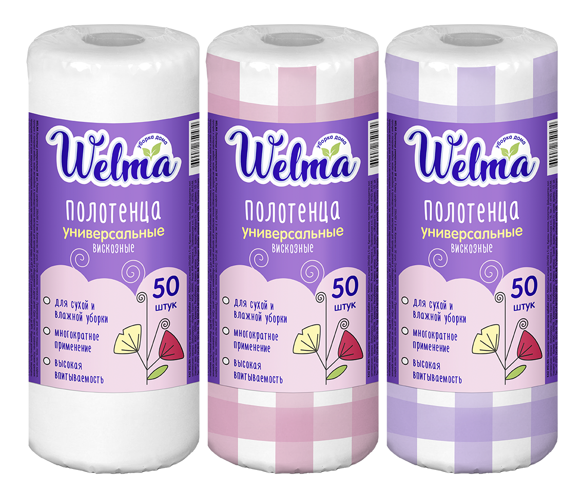 WELMA viscose towels in a roll, pink - 50 pieces - Welma