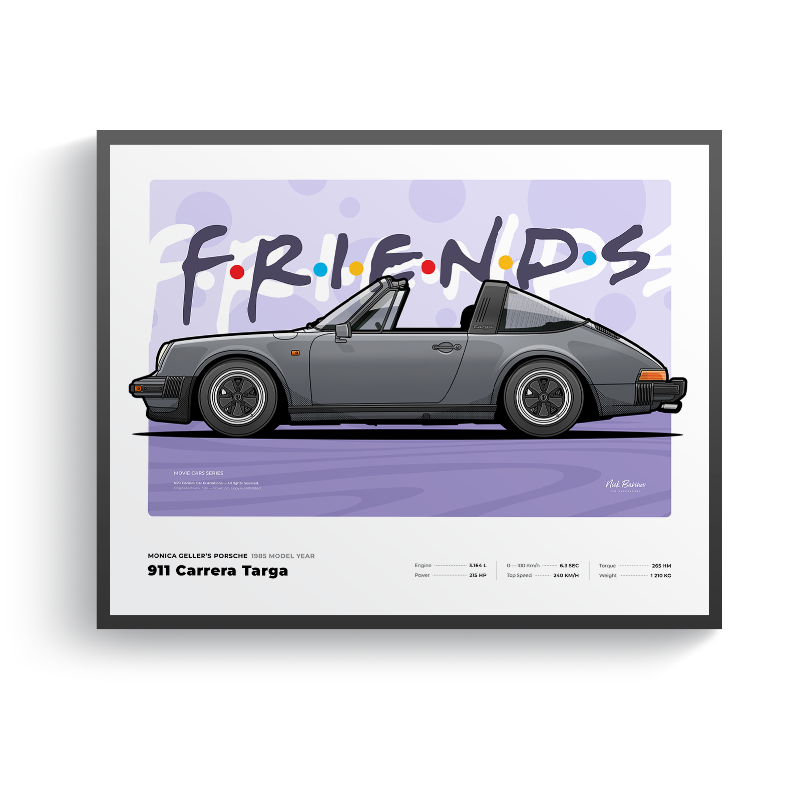 Купить постер с автомобилем Porsche 911 Carrera Targa из сериала ...