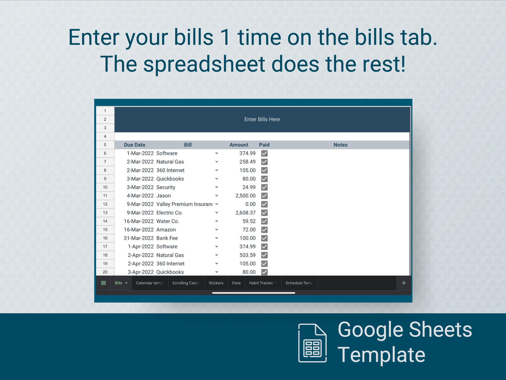 Monthly Calendar For Bills