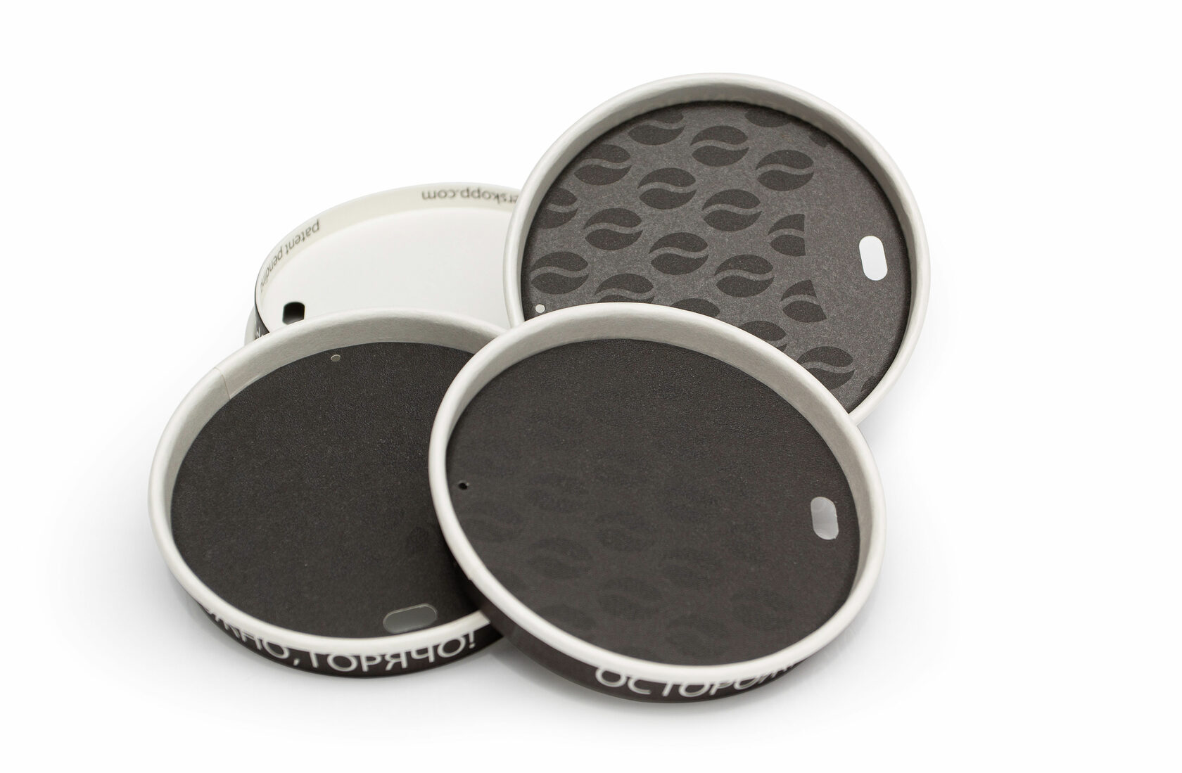 Black Paper Lids with Coffee Design for thermoCup Paper Cups