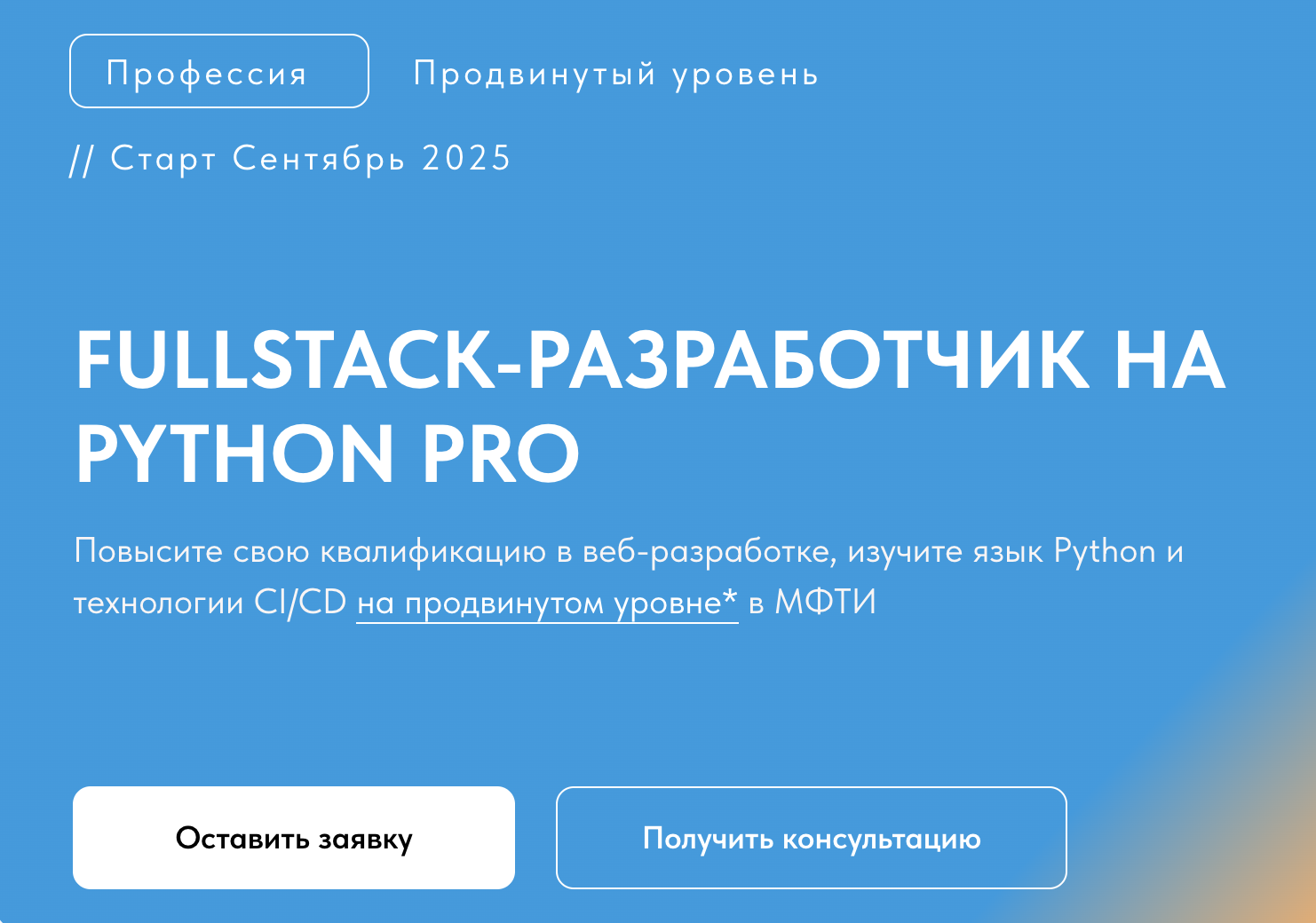 Курс "Fullstack-разработчик на Python Pro" в МФТИ