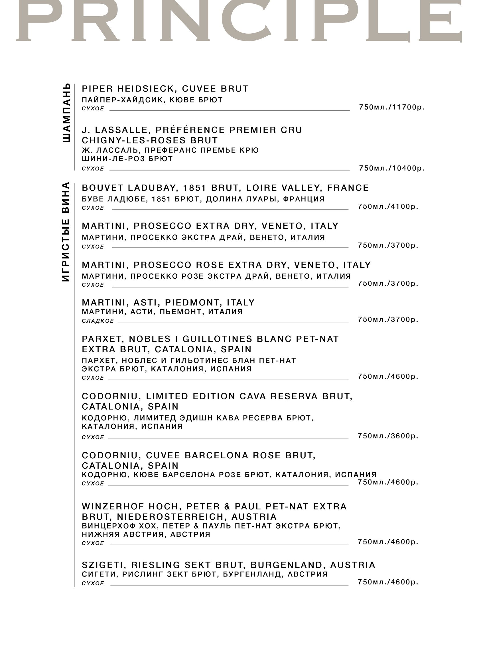 Барная карта