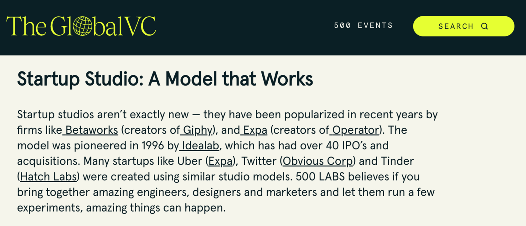 Big Startup Studios Research 2023