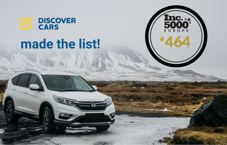 DiscoverCars.com Number 464 in the Inc. 5000 Europe