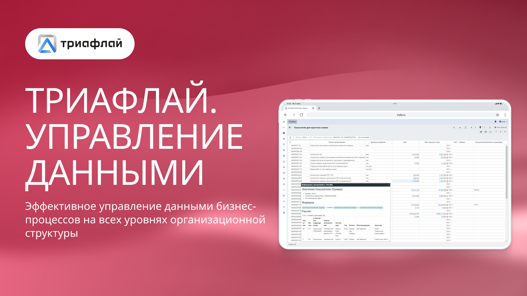 Модуль управления данными «Триафлай автоматзируйте процессы сбора и согласования данных