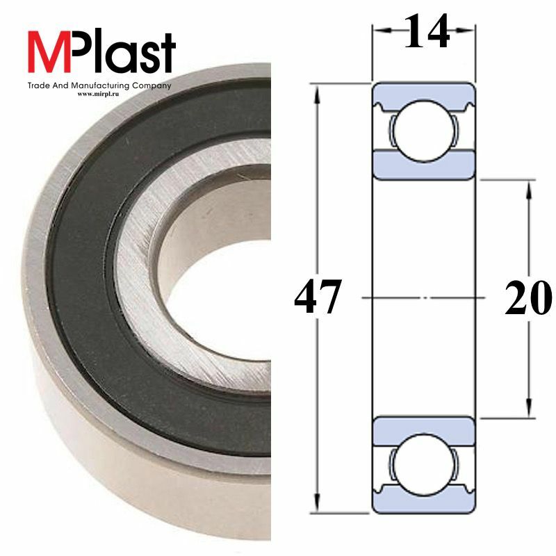 Подшипник 6204 2RS, шариковый (ГОСТ 180204) - М-Пласт