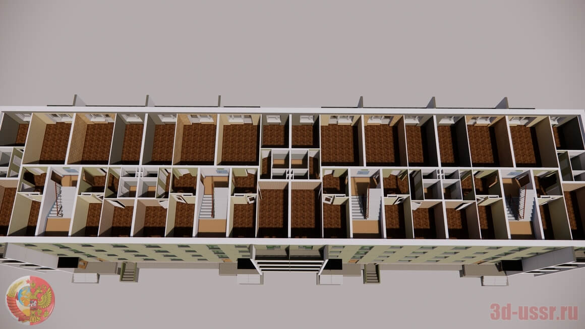 Блочный дом - малосемейка113-81-4 3d-модель