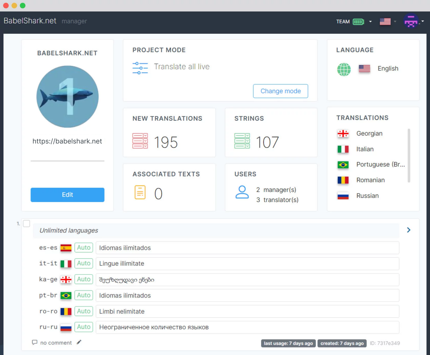 BabelShark | Website and mobile app localization service