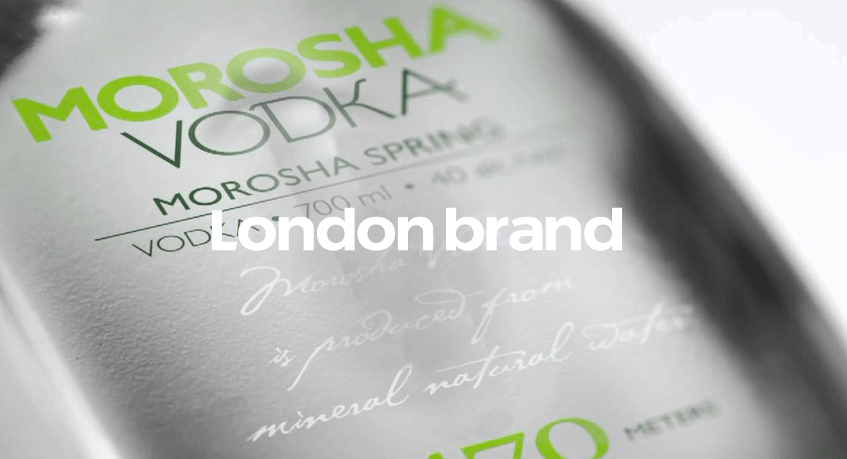 Morosha Vodka: brand identity and bottle design. Created by Damian Neave.